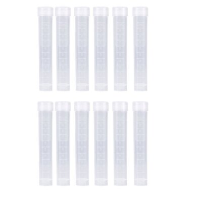 12pcs 10ml Plastic Test Tubes Screw Cap Vial White Seal Cap Container ...