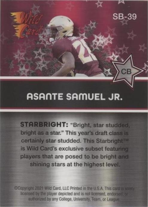 2021 Wild Card Alumination Asante Samuel Jr. #SB-39 for sale | eBay