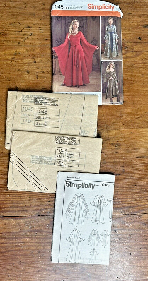 Simplicity 1045 Miss Costume Medieval Dress Pattern Size 14-20 Uncut | eBay