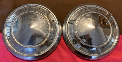 SET 2 1950's Pontiac Motor Division DOGDISH HUBCAPS OEM CAPS Wheel ...