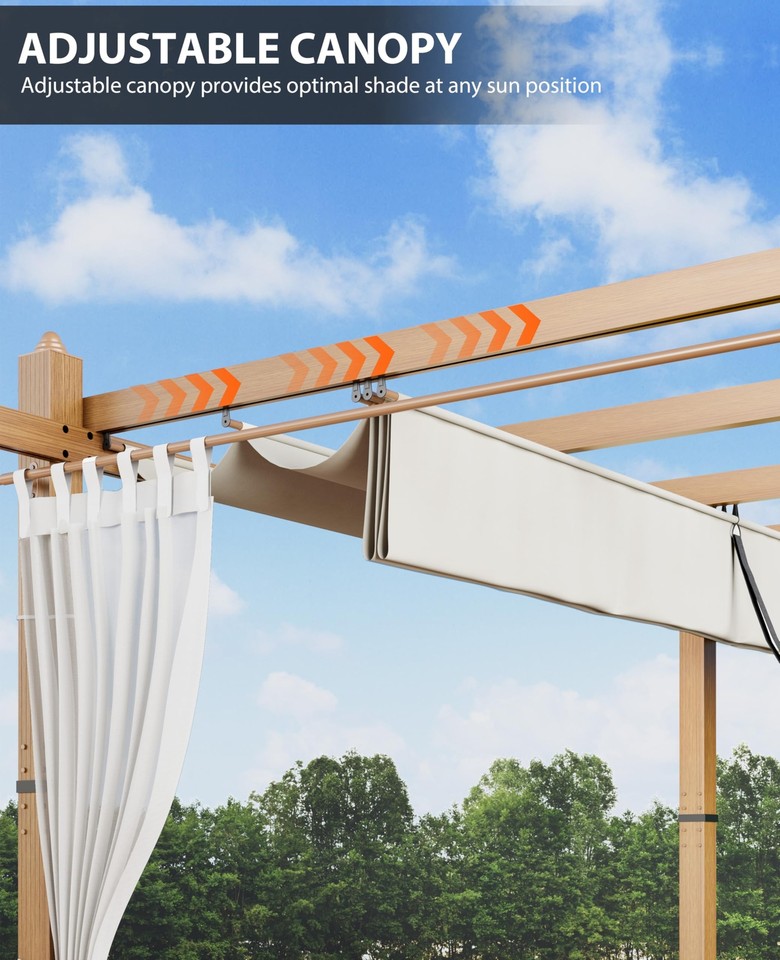 10'x13' Outdoor Retractable Pergola w/Canopy Netting ,Patio Pergola for ...