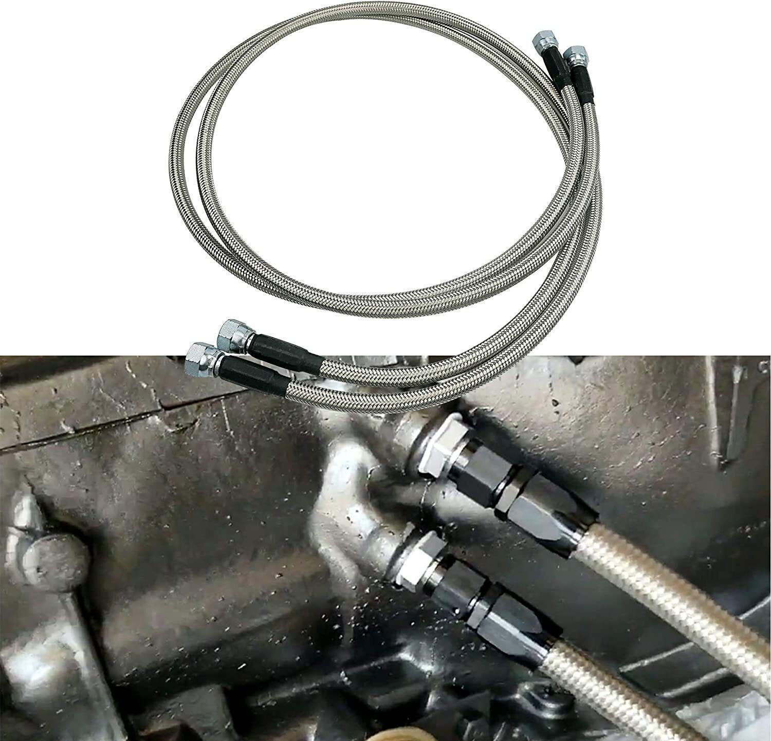 SS Braided Transmission Cool Hoses Lines Kit For Chevy Ford TH350 700R4 ...