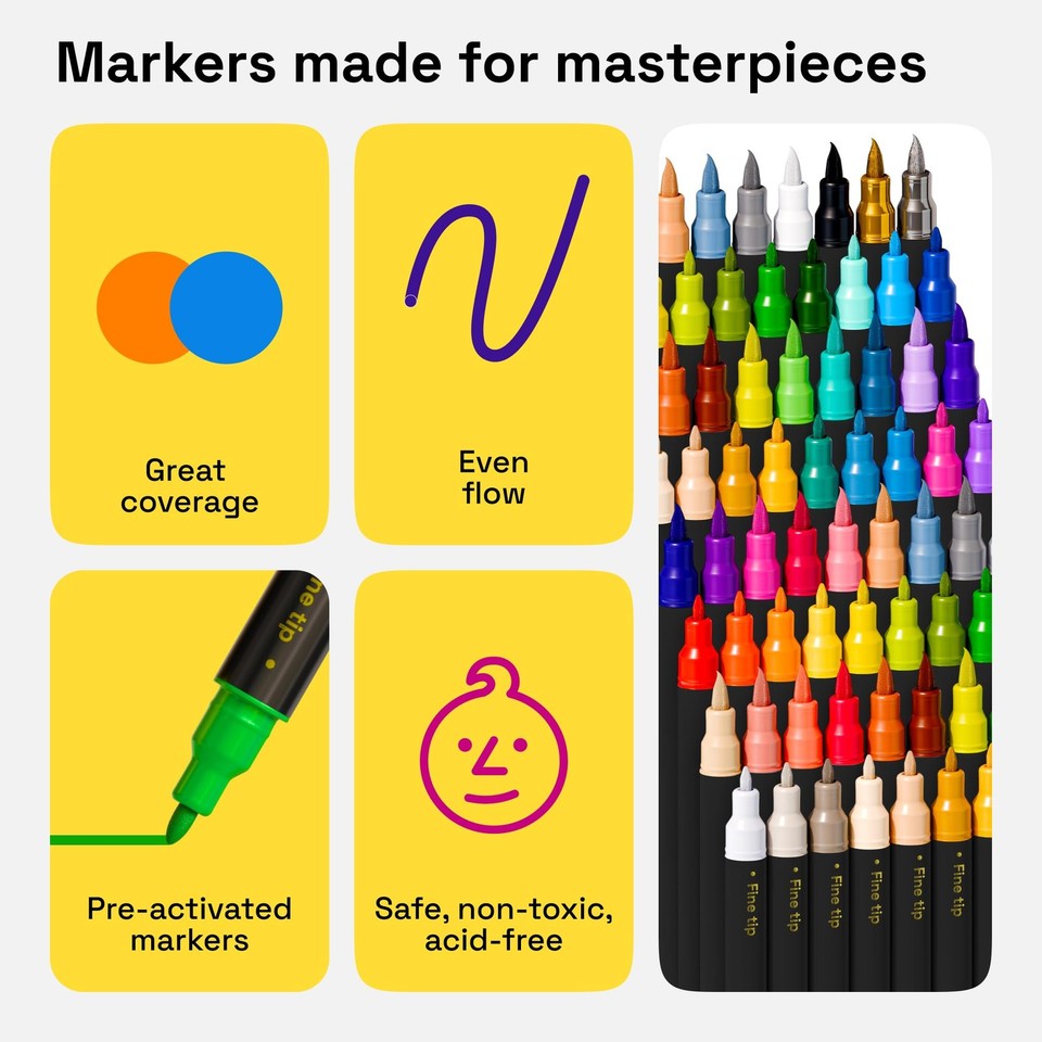 48 Dual-Tip Fabric Markers - Fabric Decorating Kit - Permanent for ...