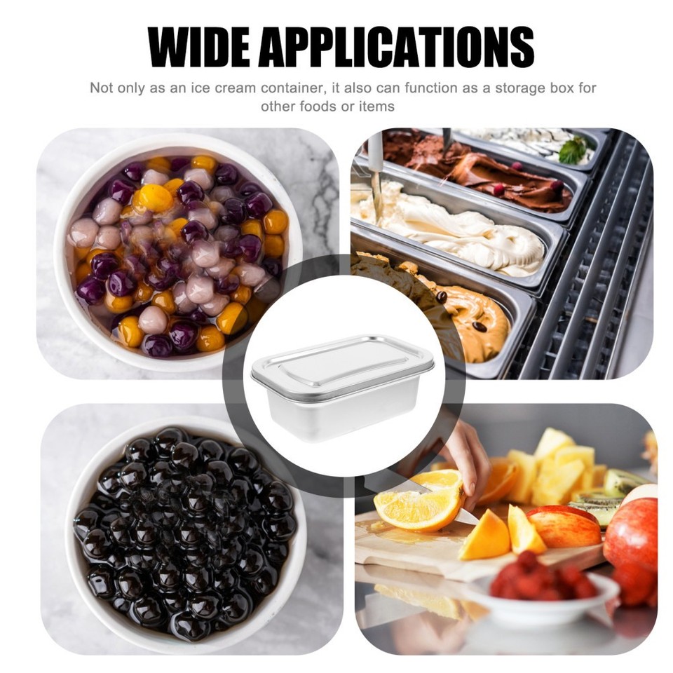 Ice Cream Storage Box Reusable Portable Holder Homemade Containers ...