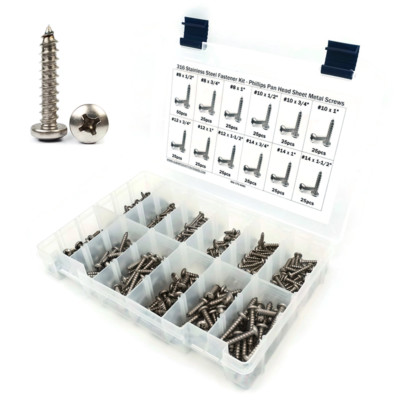 316 Stainless Steel Phillips Pan Head Sheet Metal Screw Assortment Kit ...