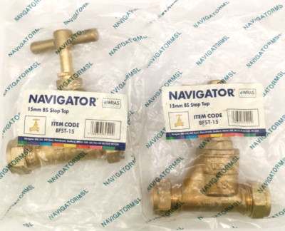 2 x Compression Brass Stop Tap Mains Water Stopcock WRAS Approved 15mm ...
