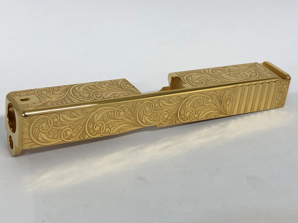 Custom DEEP Laser engraved Glock 19 24k gold plated Slide Gen 3 g19 ...