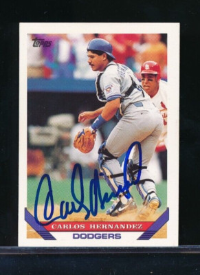 1993 Topps #589 Carlos Hernandez Signed auto Autograph crisp blue ...