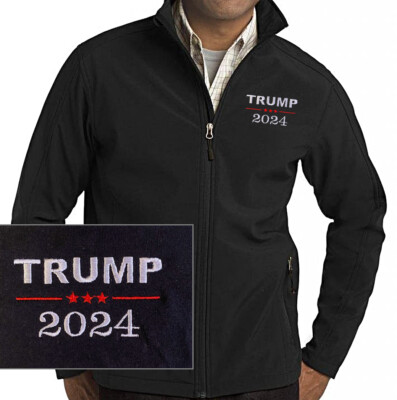 TRUMP 2024, EMBROIDERED SOFT SHELL JACKET NICE! BLACK 2024 | eBay