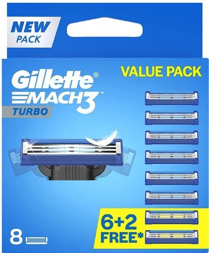 Gillette Mach3 Turbo Razor Blade Refill Cartridges, 8 Count | eBay
