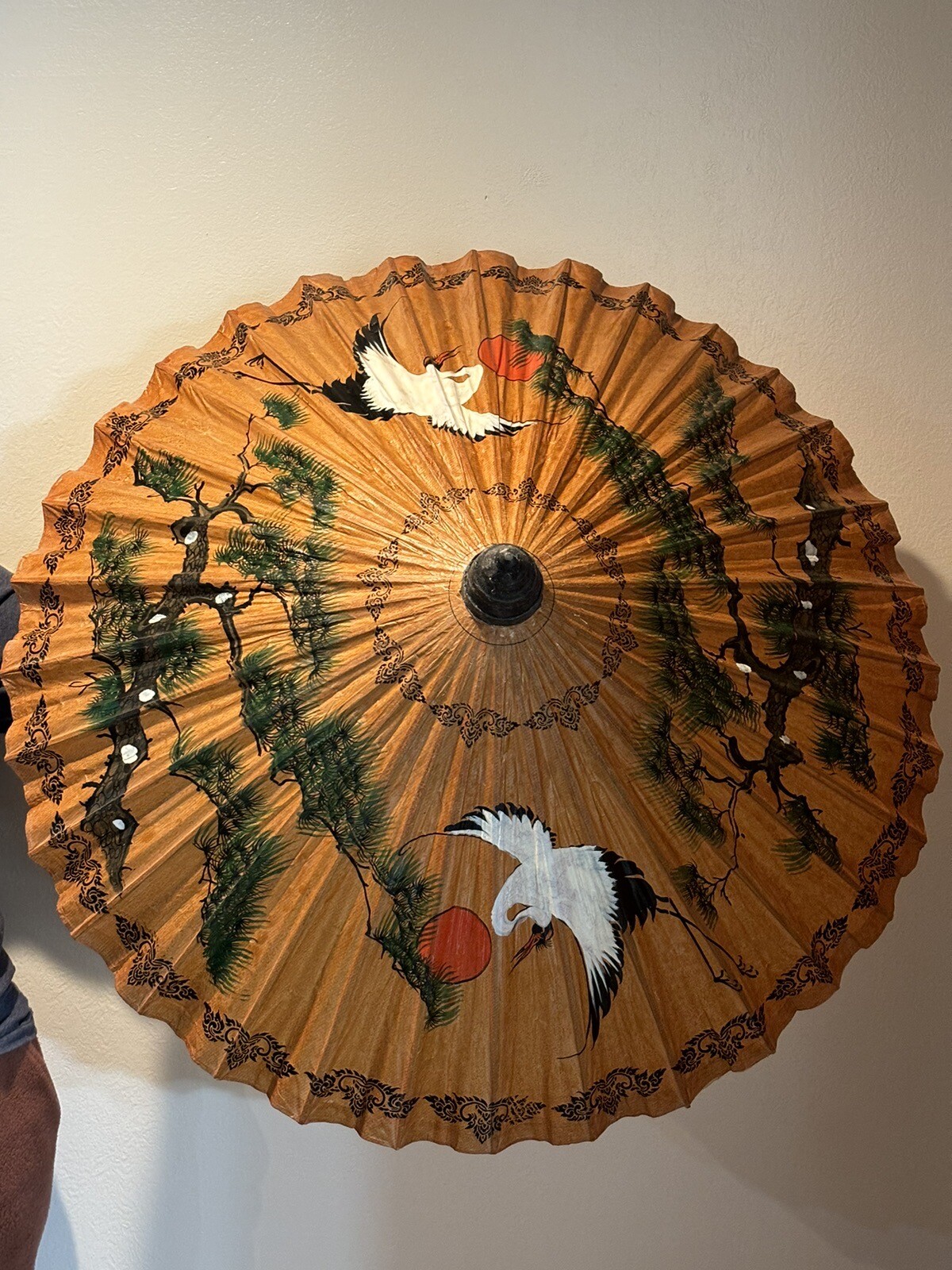 Vintage Oil Rice Paper Japanese Umbrella Parasol Bamb… - Gem