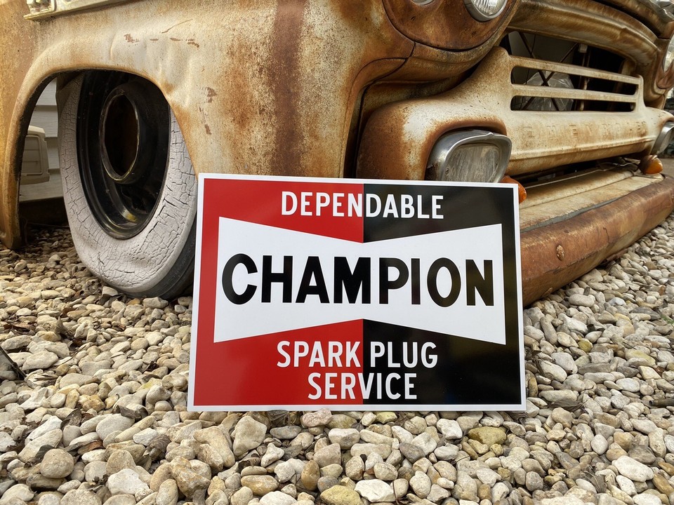 Antique Vintage Old Style Champion Spark Plugs Sign | eBay