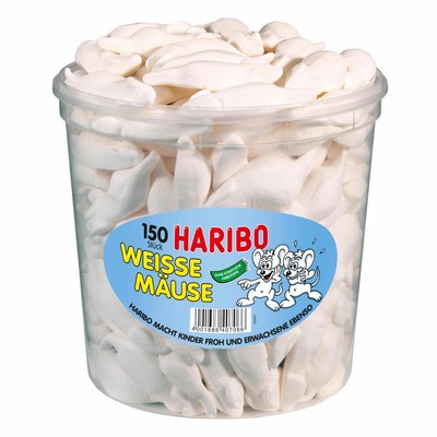 Haribo White Mice Foam Sugar Candy 150 Pieces 1050g Tin | eBay
