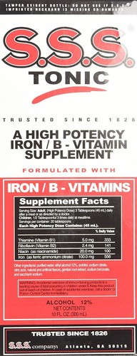 SSS Tonic High Potency Iron & B Vitamin Supplement Blood Support Liquid ...
