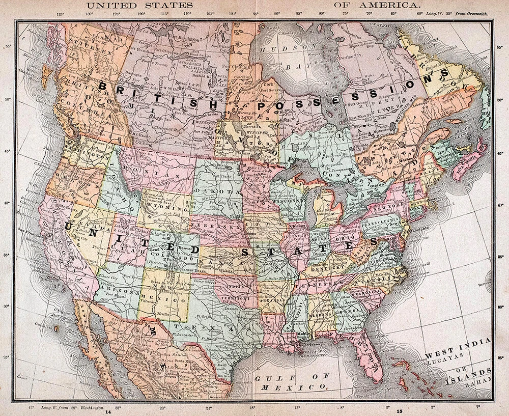 1885 Map Usa