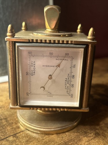 FINE IMHOF BRASS WEATHER STATION CLOCK BAROMETER HYGROMETER SWISS-SALEM ...