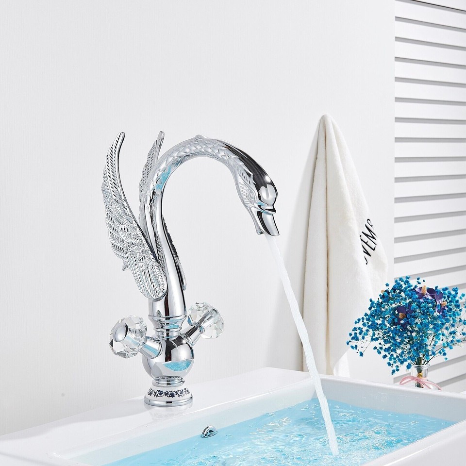 Waterfall Chrome Swan Bathroom Sink Faucet Single Hole/ Handle Vanity ...