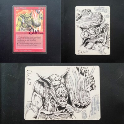 Goblin Wizard THE DARK Mtg ARTIST PROOF Signed SKETCHED by Daniel Gelon ...