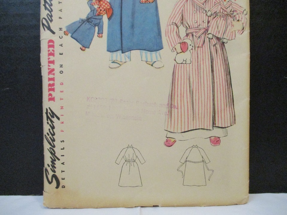 Simplicity Pattern 4058 Child Size 6 Robe Doll Doll's Robe w/Transfer ...