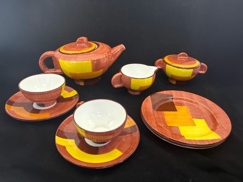 Eva Zeisel Schramberg Tea Set - 1929 Pot, Cups, Saucers, Sugar, Creamer ...