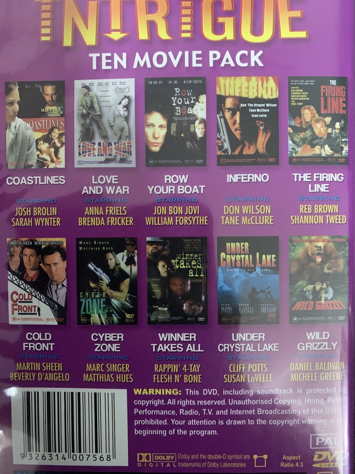 Intrigue - 10 Movie Pack DVD Set - Coastlines, Love & War, Inferno ...