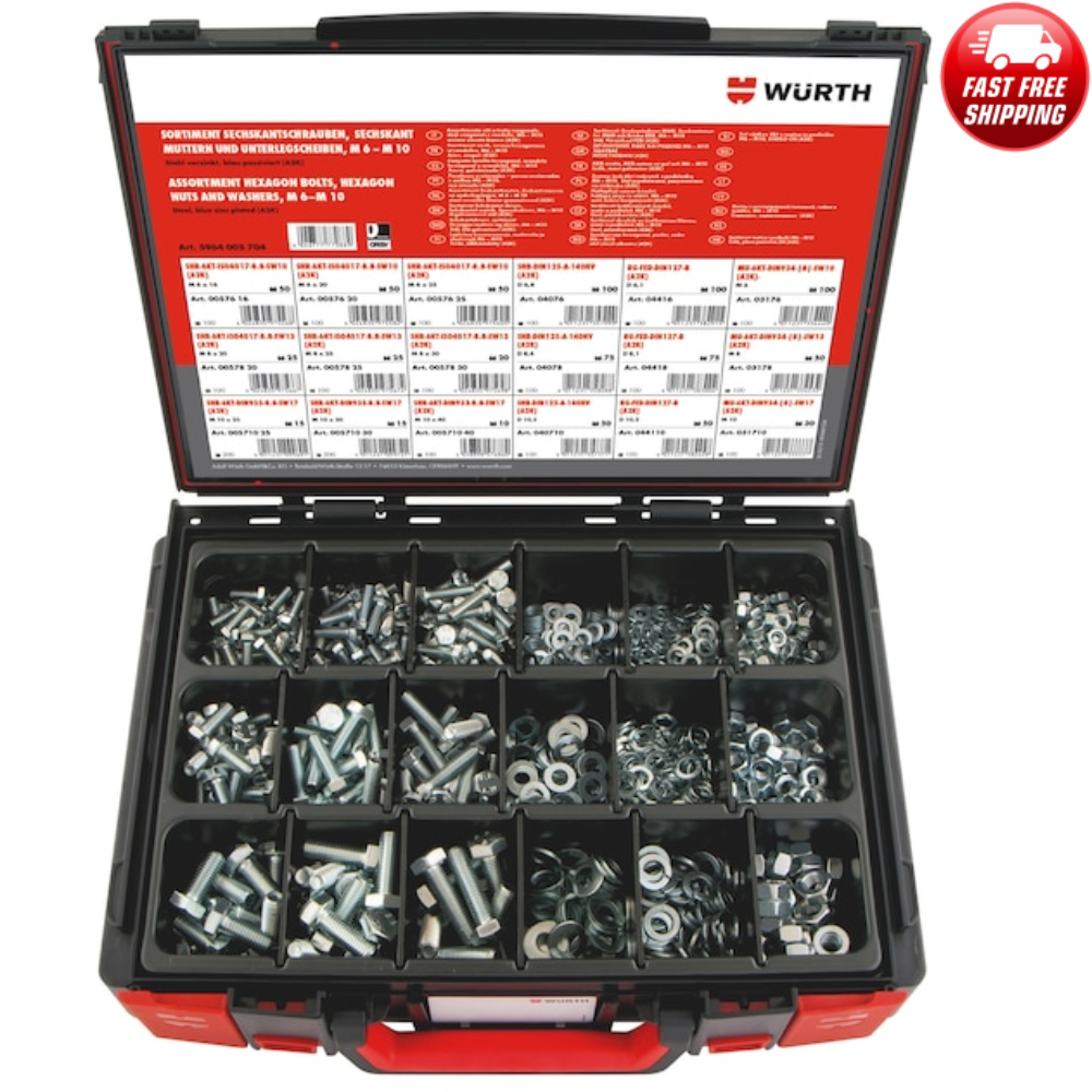 Würth® Orsy Assortment of Set Screws Nuts Washers System Kit 8.8 - 890 ...