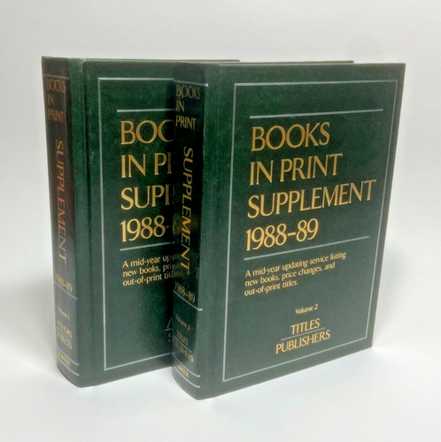 BOOKS IN PRINT SUPPLEMENT 1988-89 R.R. Bowker's Complete 2 Volume Set ...
