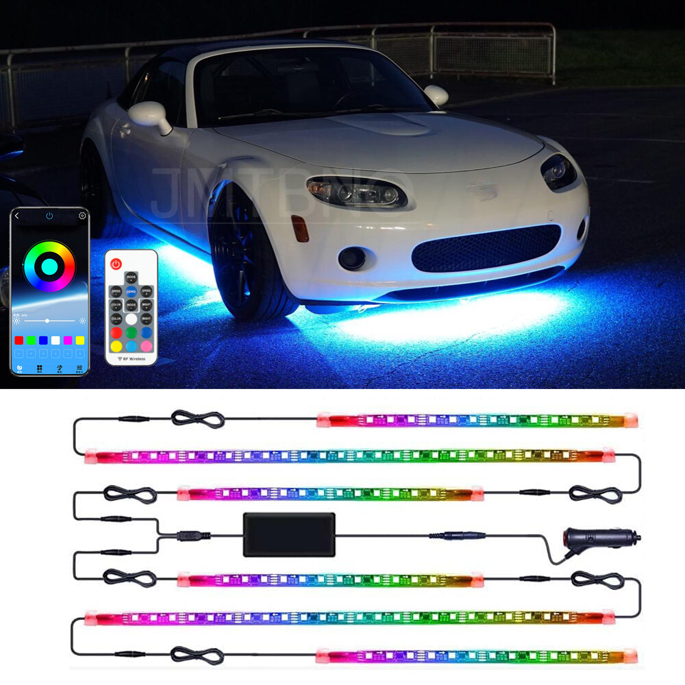 6PCS RGB Multicolor LED Underglow Lights Music Strip Neon Light For ...