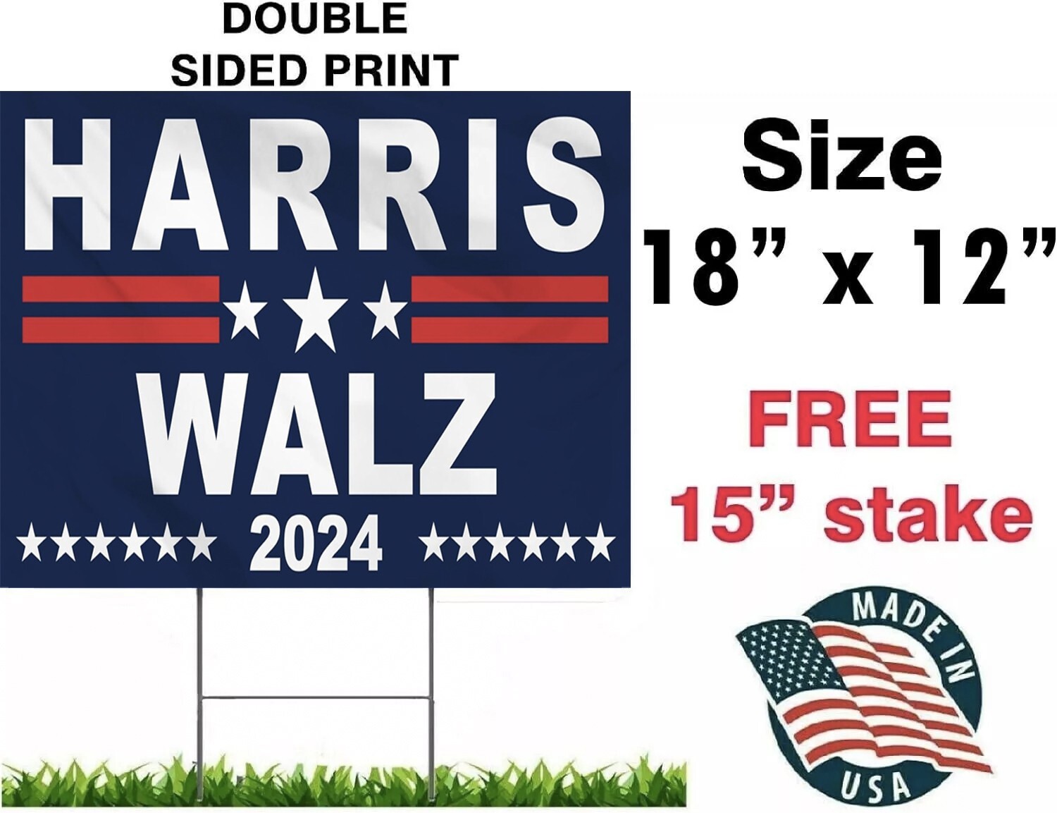 Harris Walz Yard Sign, Kamala Harris Tim | Grelly USA