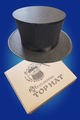 MAGICIAN COLLAPSIBLE TOP HAT Adult Secret Pocket Black Spring Magic ...