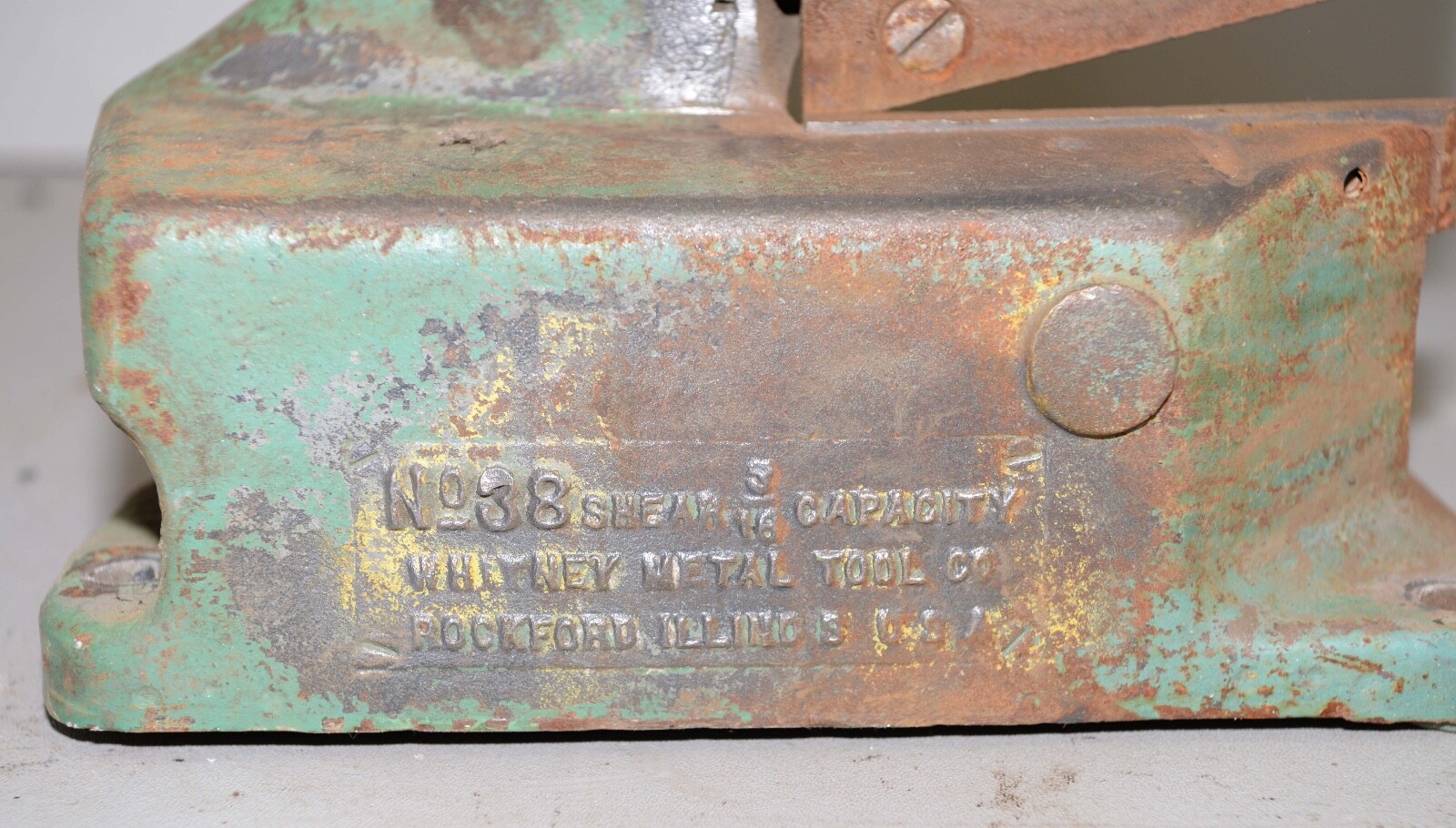 Whitney USA No 38 metal fabrication bench shear cutter blacksmith forge ...