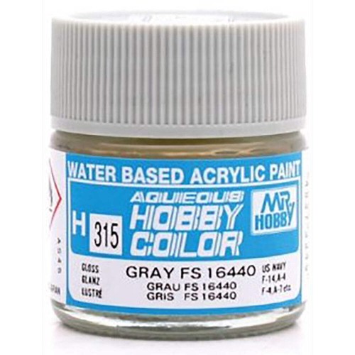 Mr Hobby (Gunze) H315 Aqueous Gloss Grey FS16440 Acrylic Paint 10ml ...