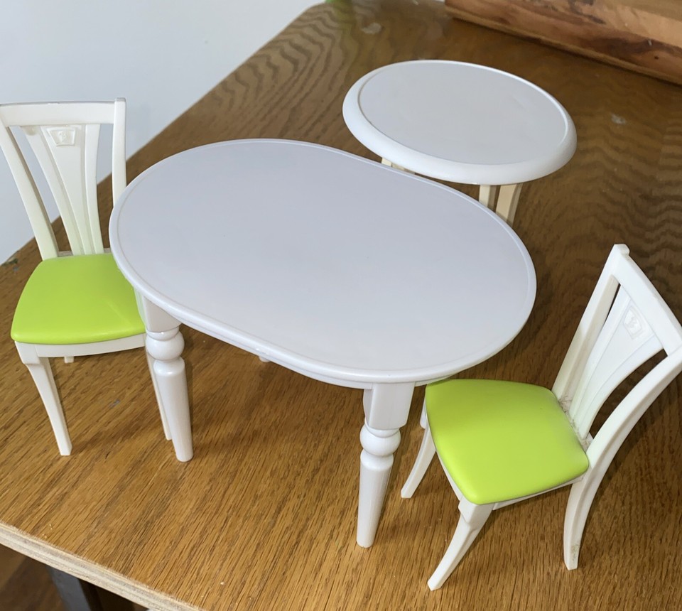 barbie mattel dining set, 2 tables and 2 chairs, for 11.5 in fashion ...