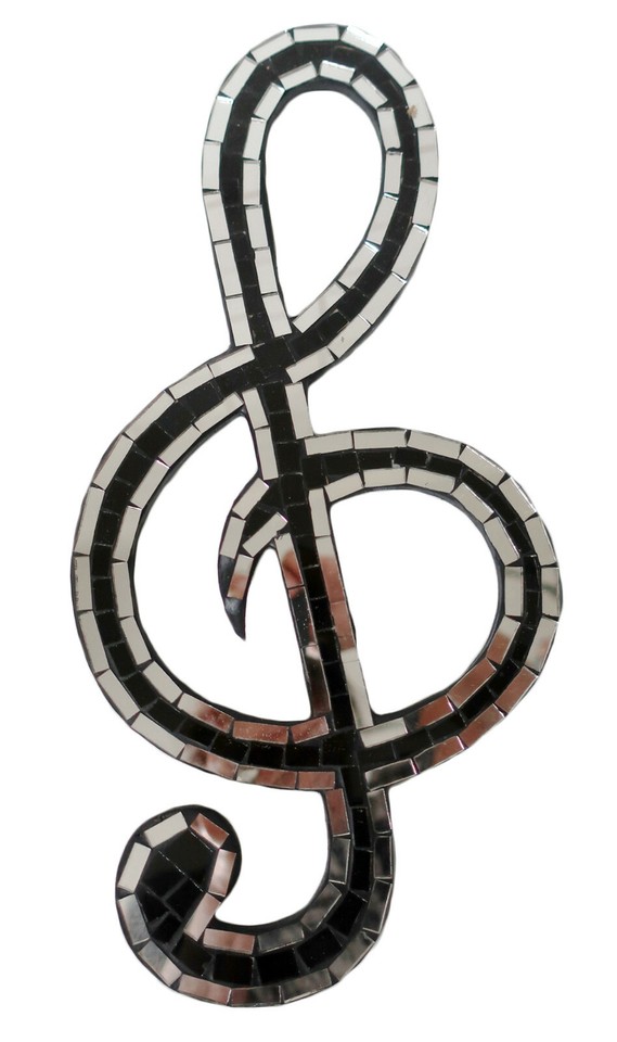 Hand Made Mosaic Music Notes Treble Clef Note Symbols Wall Art Mirror ...