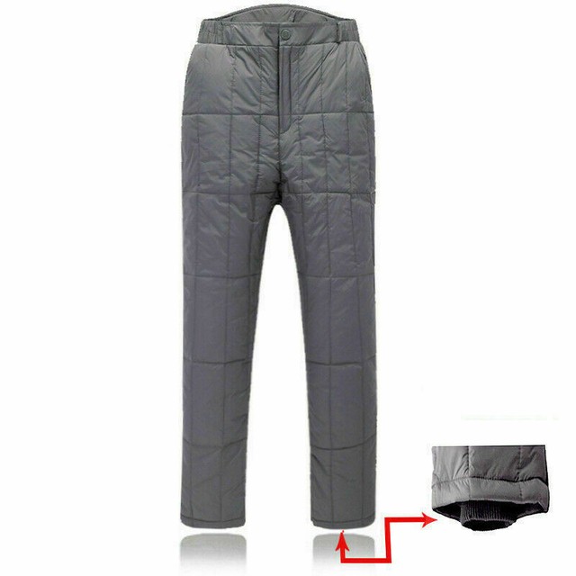 Men's Down Pants Warm Puffer Trousers Thick Winter Padded Warmer ...