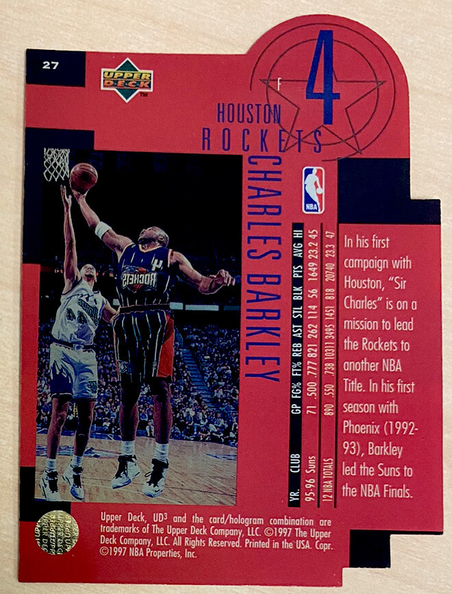 CHARLES BARKLEY - 1996-97 Upper Deck UD3 #27 - HOUSTON ROCKETS | eBay