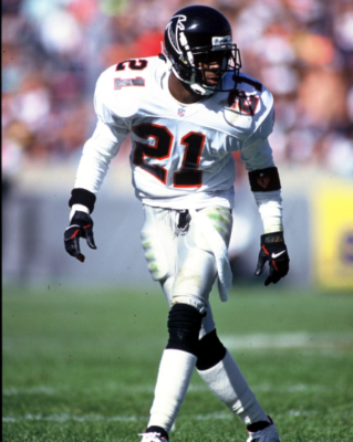 1992 DEION SANDERS Atlanta Falcons FOOTBALL ACTION Glossy Photo 8x10 ...