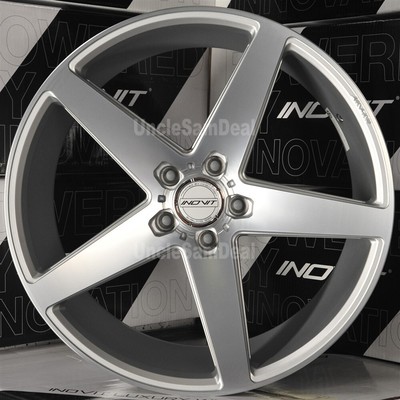 STAGGERED 22x9 22x10.5 5x120 INOVIT ROTOR SILVER MACHINE FACE 5 SPOKES ...