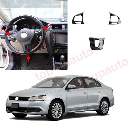 For VW Jetta 2011-2014 ABS Carbon Steering Wheel Moulding Trim Frame ...