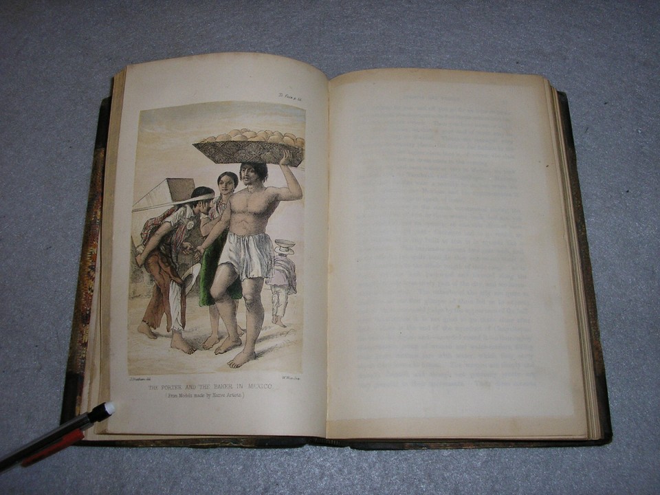 Antique Mexico History Book Anahuac Aztecs Decorative Leather Binding ...