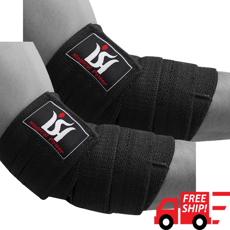 Elastic Elbow Arm Support Sleeve Brace Grip Straps Wrap Gym Power ...