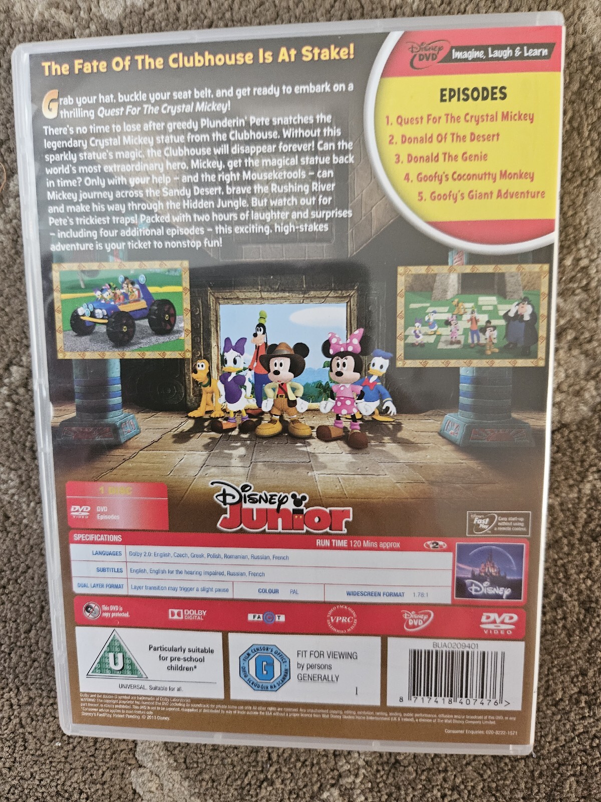 MICKEY MOUSE CLUBHOUSE QUEST FOR THE CRYSTAL MICKEY DVD KIDS 5 EPISODES ...