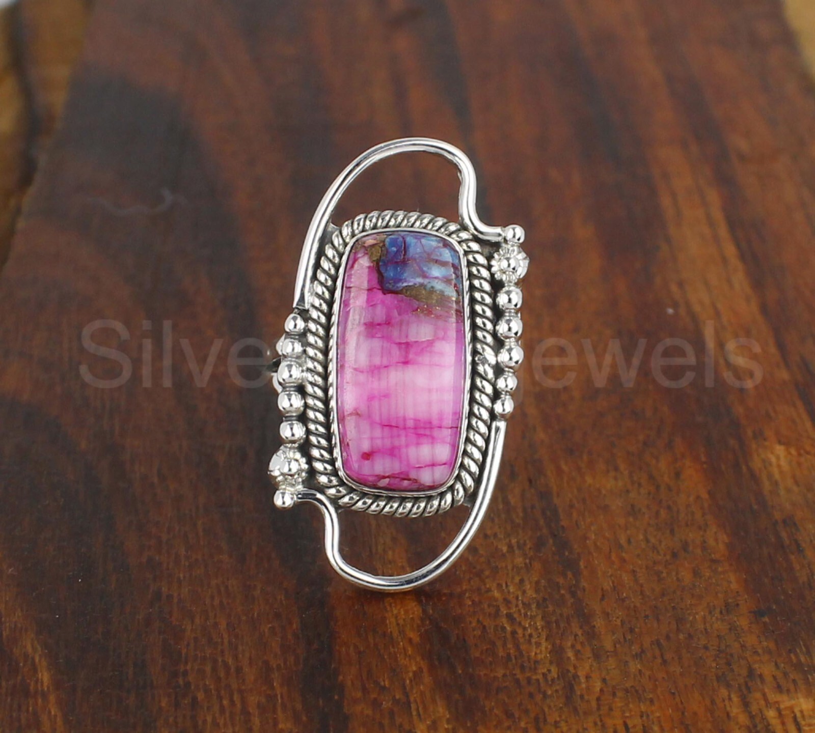 Pink Turquoise Ring, 925 Sterling Silver Ring Design Band Ring, For ...