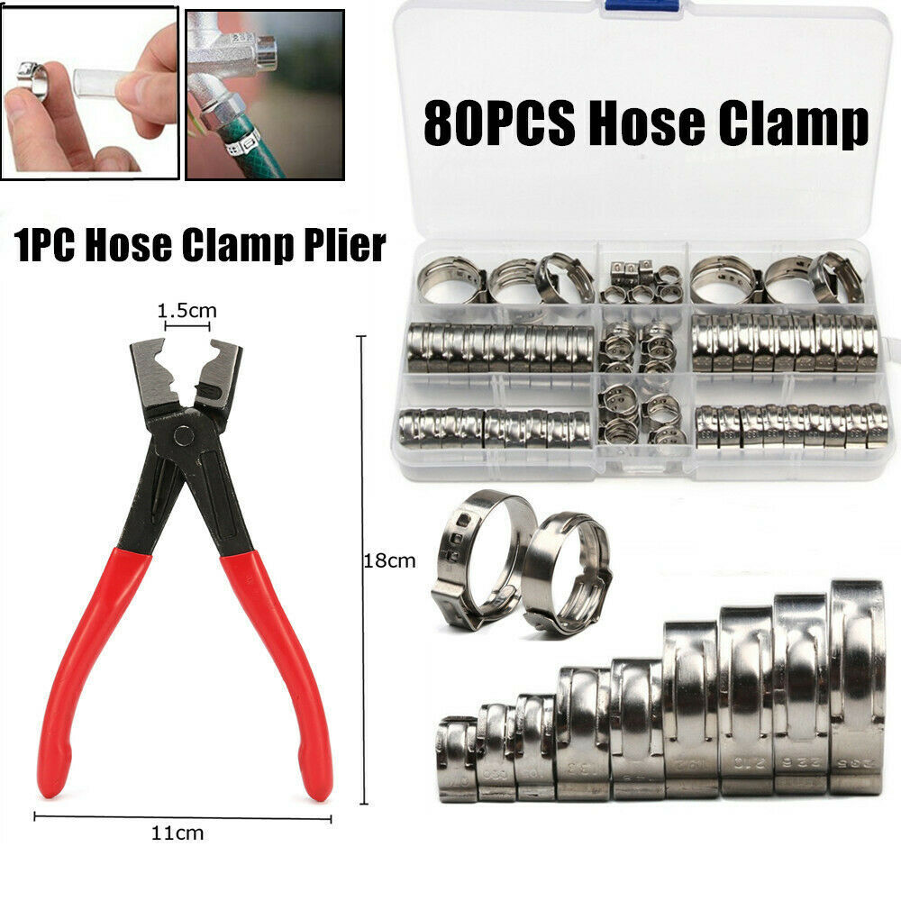 130/80X Hose Clamp Single Ear Stainless Steel Clip Crimp Air Water Fuel ...