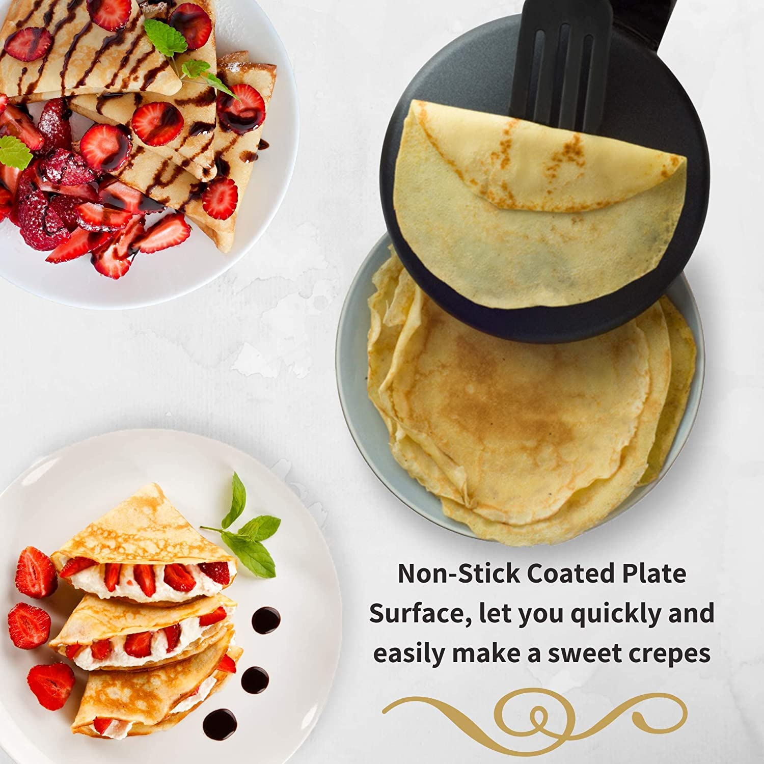 Moss & Stone Electric Crepe Maker With Auto Power Off, Portable Crepe ...