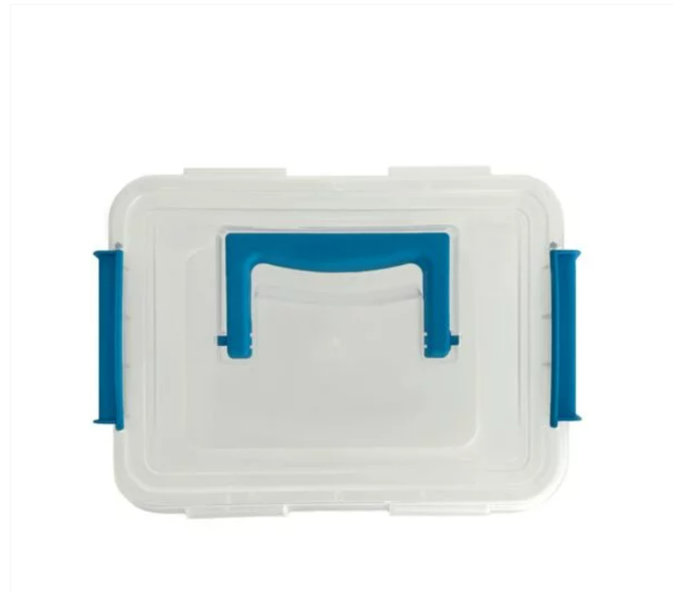 3.5L Plastic Storage Box 2pc Click Lid Home Office Carry Handle ...