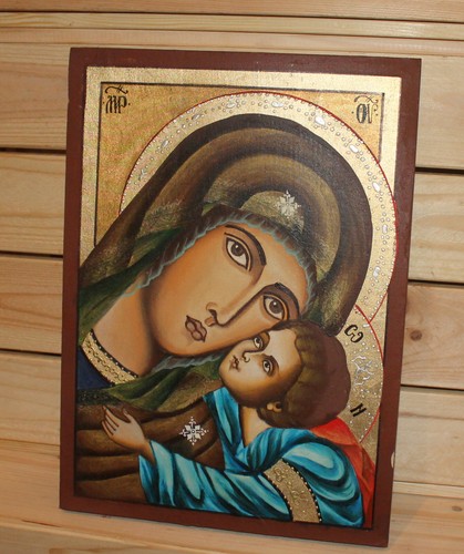 Hand painted Orthodox icon The Virgin Mary and Jesus Christ child | eBay