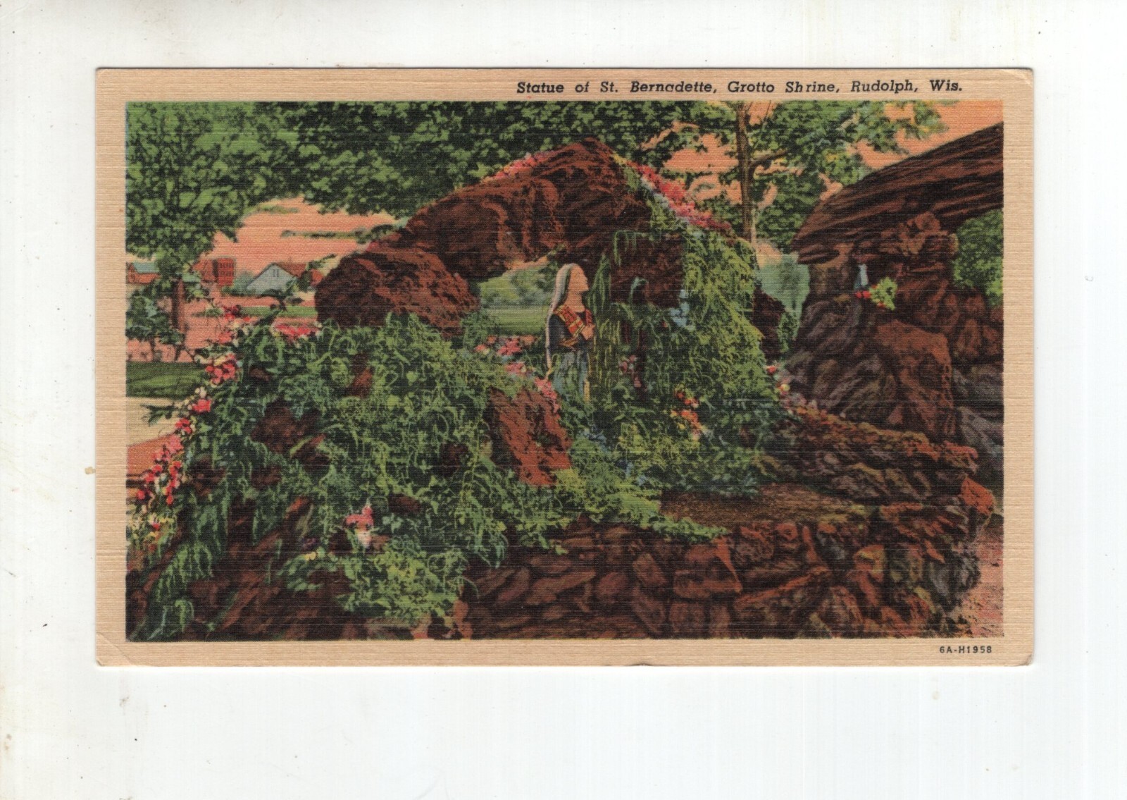 Vintage Post Card - Statue of St. Bernadette - Grotto shrine - Rudolph ...