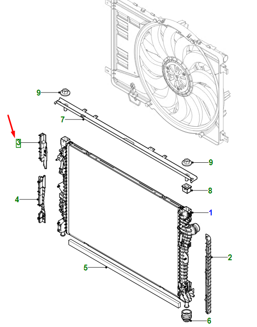 JAGUAR E-PACE X540 Radiator Right Upper Support Bracket J9C7421 NEW ...