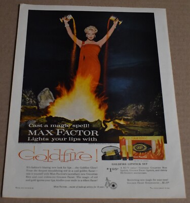 1959 Print Ad Goldfire Max Factor Cast a Magic Spell Blonde Pinup ...